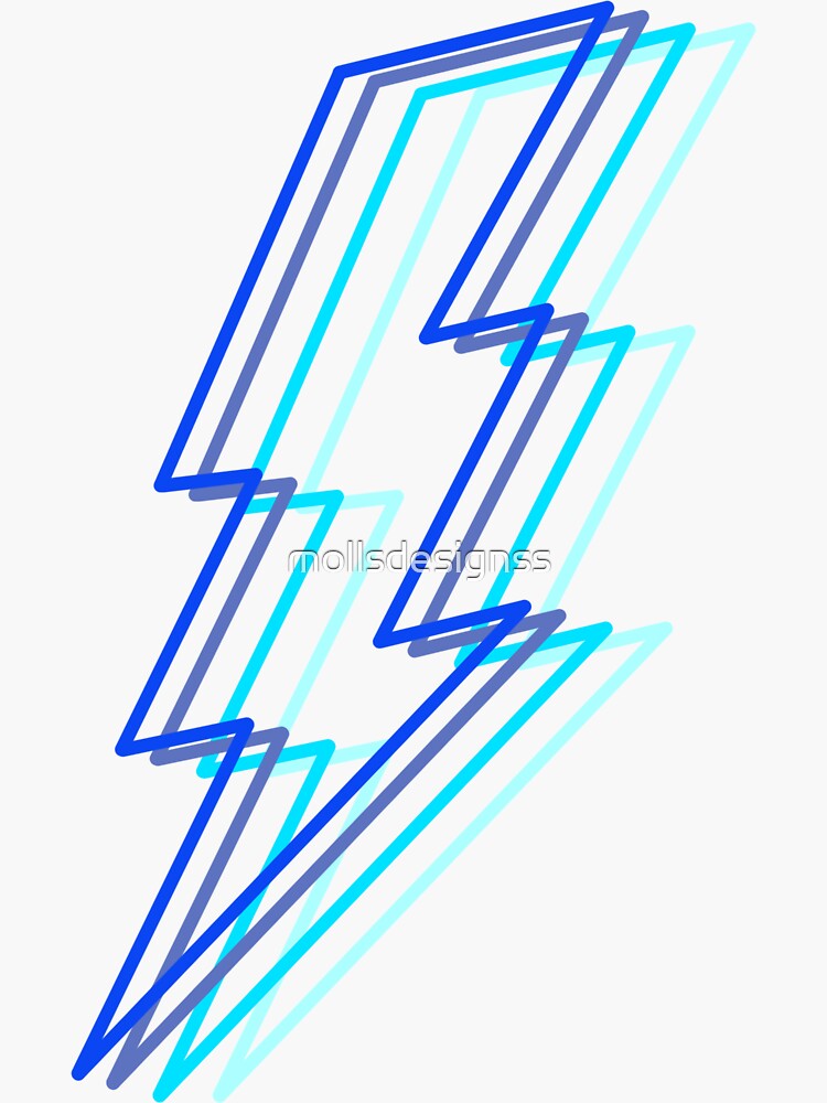 "blue layered lighting bolt" Sticker for Sale by mollsdesignss | Redbubble