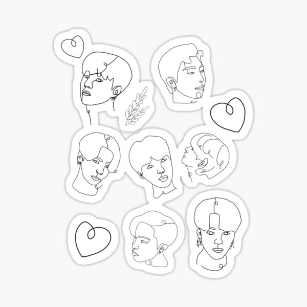 "Line-art BTS stickers" Sticker by restlesserenity | Redbubble