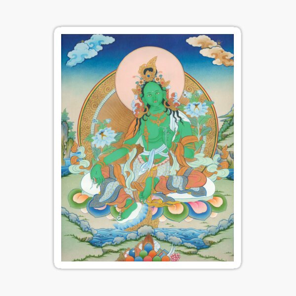 "Green Tara Thangka Tibet" Sticker for Sale by dearbedelia | Redbubble
