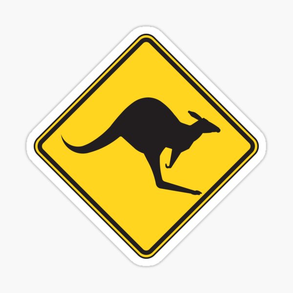 "Warning kangaroo roadsign beware of kangaroos road" Sticker for Sale ...