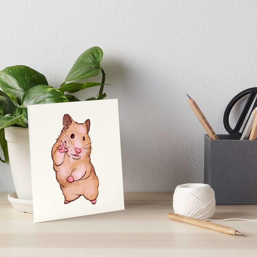 "I draw peace sign hamster smile for camera / funny animal meme" Art ...