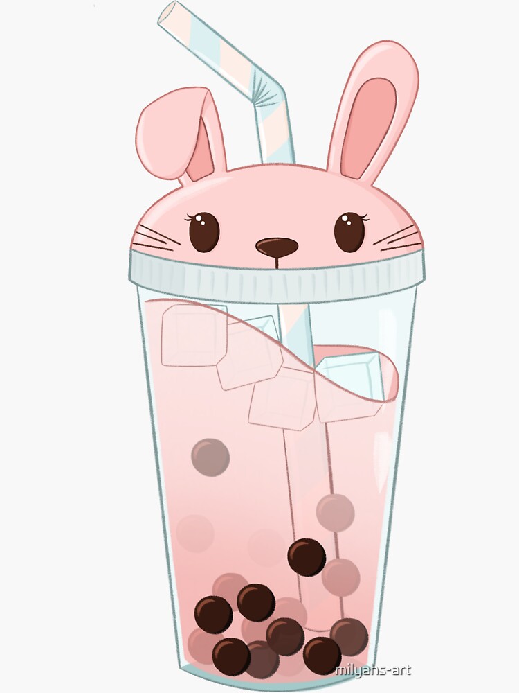 "Kawaii bunny boba tea" Sticker for Sale by milyahs-art | Redbubble