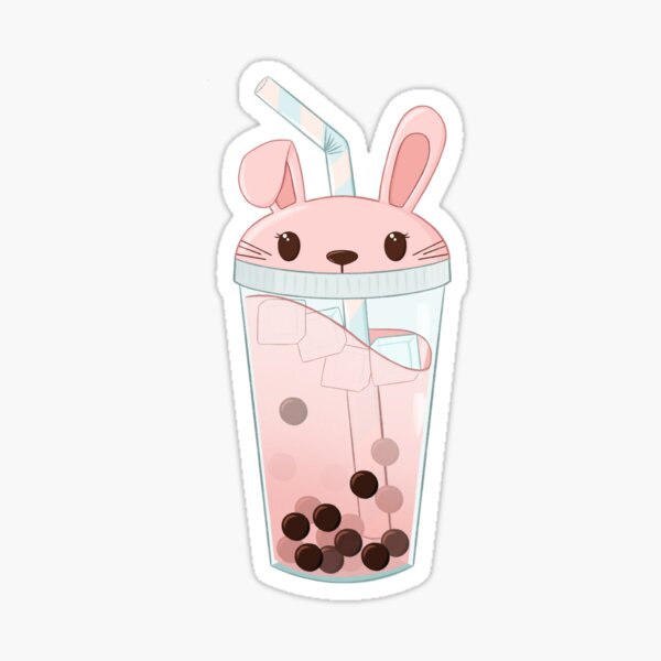 "Kawaii bunny boba tea" Sticker for Sale by milyahs-art | Redbubble