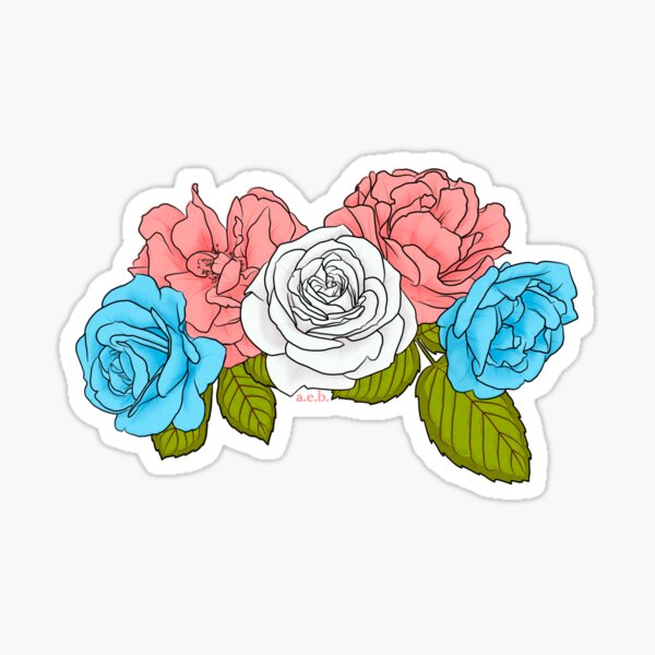 "Trans Pride roses" Sticker for Sale by EveningBotanist | Redbubble