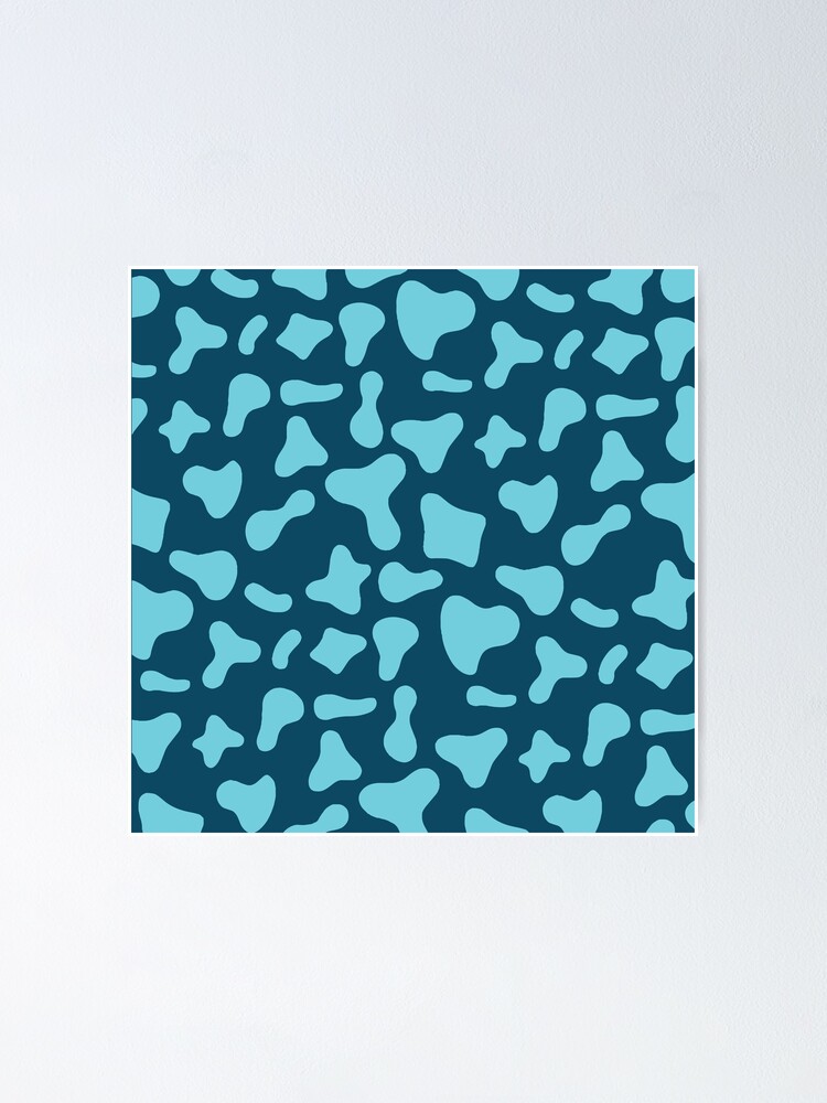 "Light Blue Cow Print On Royal Blue Cow | Holstein Cow Print" Poster ...