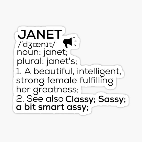 "Janet Name Definition" Sticker for Sale by Teelogic | Redbubble