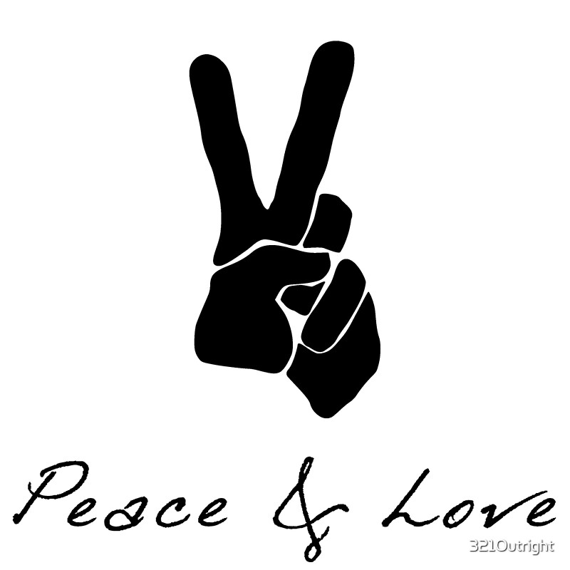 "Peace & Love - Peace Sign Victory Hand Signal " by 321Outright | Redbubble