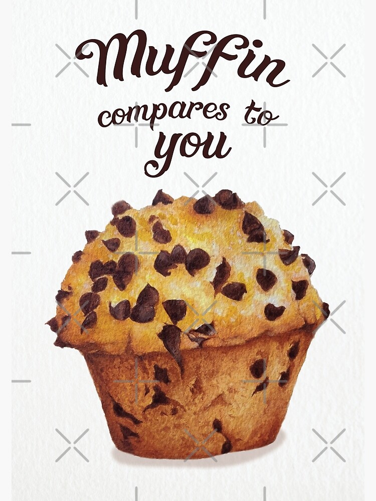 Chocolate Chip Muffin Rustic Watercolor Illustration Premium Matte ...