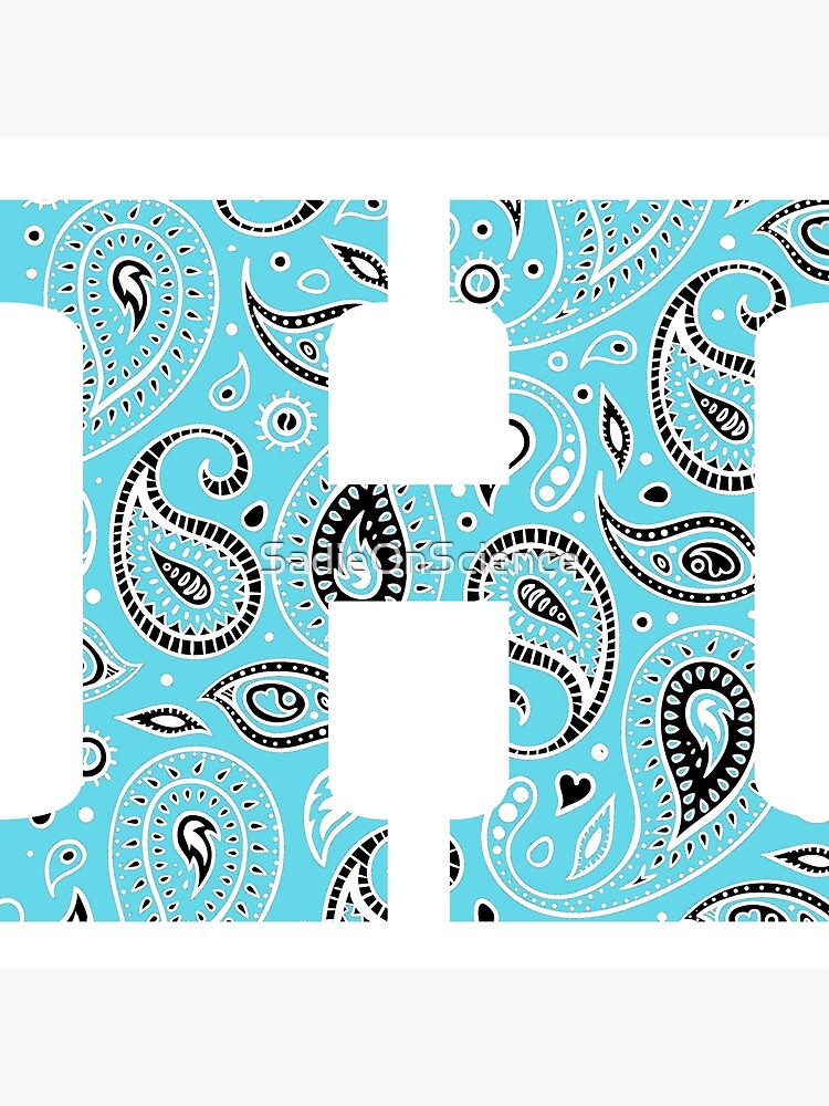"Letter H/Eta Monogram Blue Bandana Paisley" Poster by SadieOnScience ...