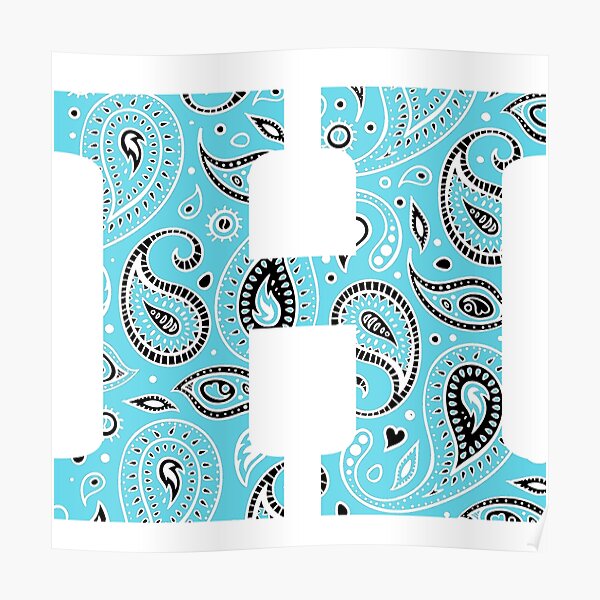 "Letter H/Eta Monogram Blue Bandana Paisley" Poster by SadieOnScience ...