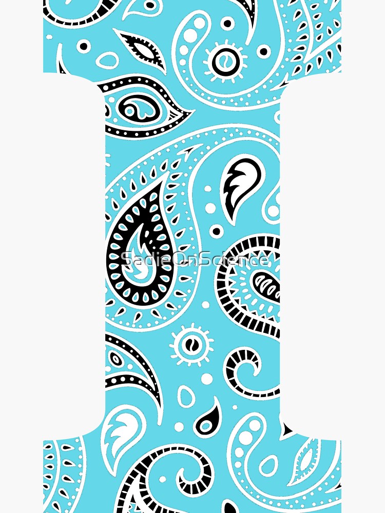 "Letter I/Iota Monogram Blue Bandana Paisley" Sticker for Sale by ...