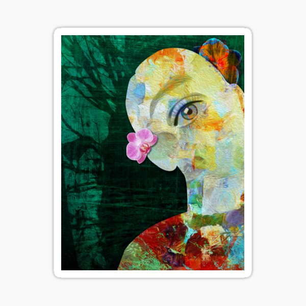 "digital painting of a women with one eye" Sticker for Sale by REEBORN ...
