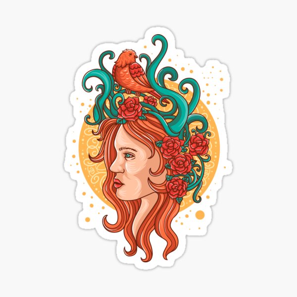 "floral girl" Sticker for Sale by motymotymoty | Redbubble