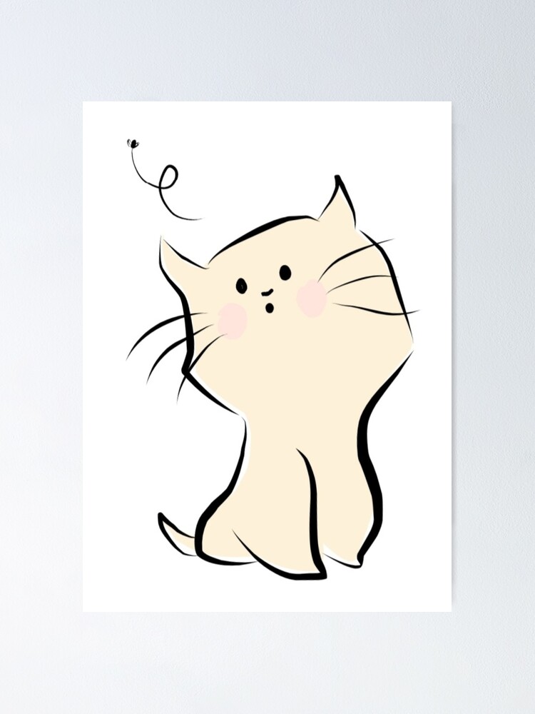 "Cute fluffy cat drawing" Poster by mmanwani777 | Redbubble