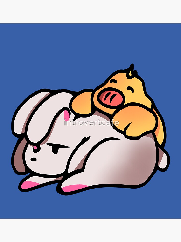 "cute bunny rabbit and duck friends" Sticker for Sale by introvertcafe ...