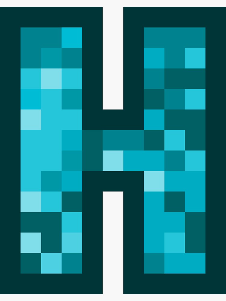 "Letter H, Monogram Letter Art of Cyan Blue Retro Pixel Pattern ...