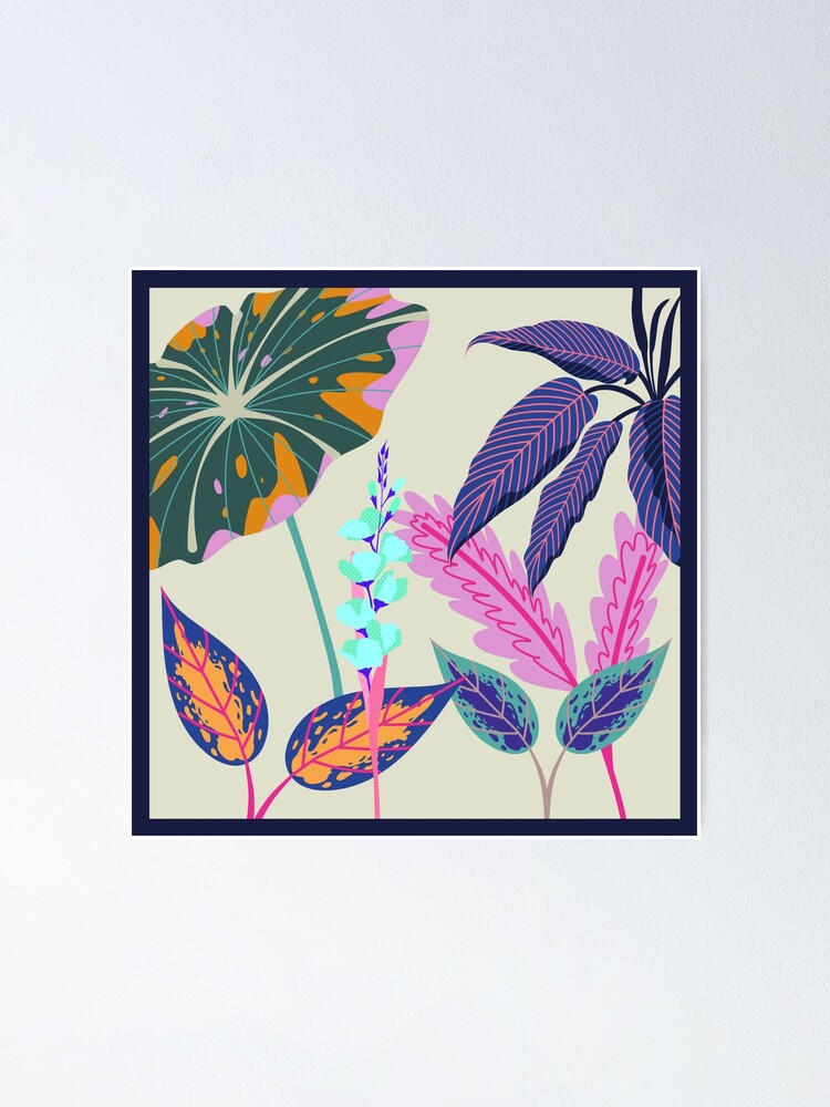 "botanical design in psychedelic colors" Poster by freya-deco | Redbubble