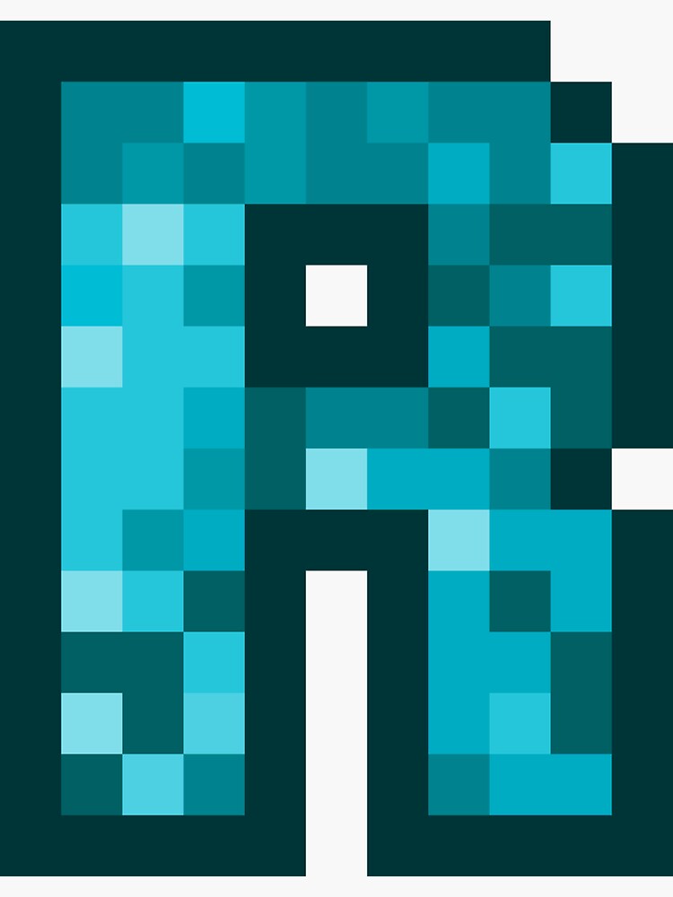 "Letter R, Monogram Letter Art of Cyan Blue Retro Pixel Pattern ...
