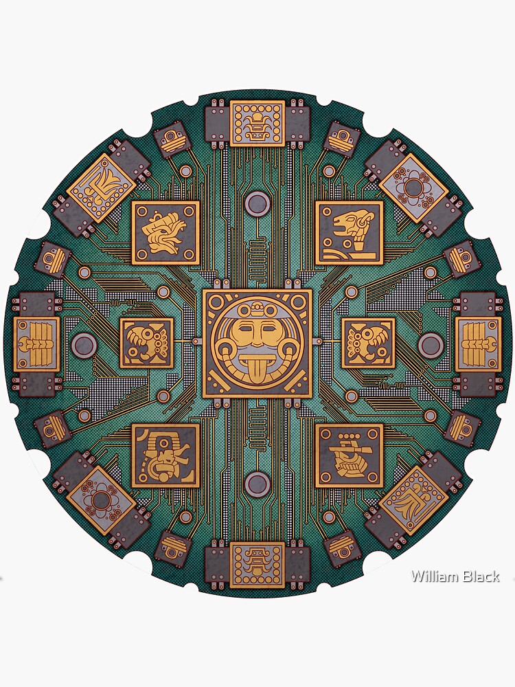"Mayan Calendar Circuit Board" Sticker for Sale by willblack | Redbubble