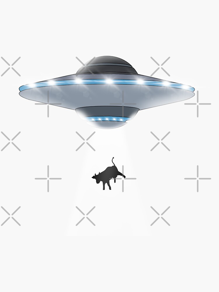 "UFO beaming up a cow" Sticker for Sale by 2187art | Redbubble