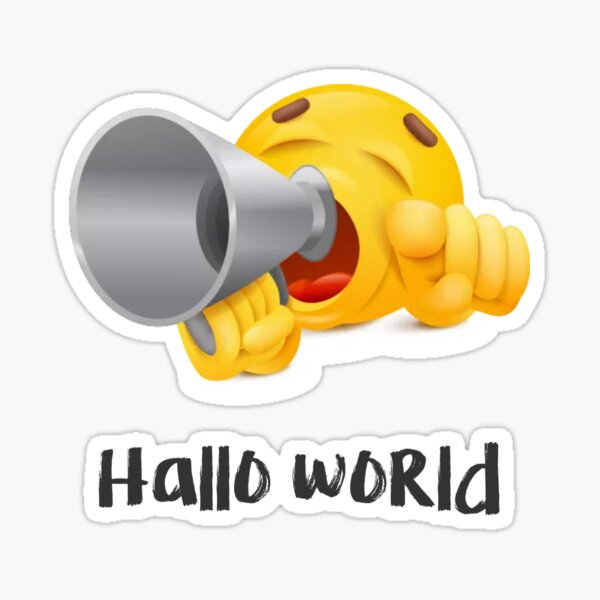 "Shouting emoji hello world" Sticker for Sale by jcdevilliers | Redbubble