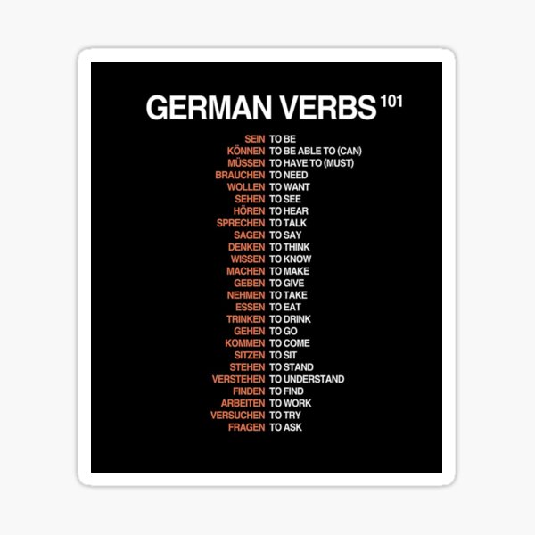 "German Verbs" Sticker for Sale by Alexlaurenmlk | Redbubble