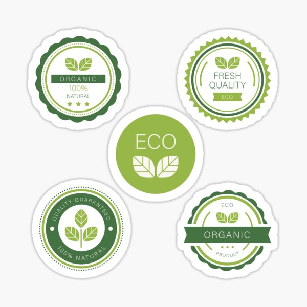 "fresh, pure, natural, quality, oragnic, eco, 100% collection" Sticker ...