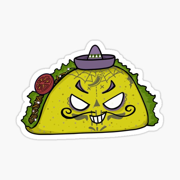 "EVIL SKULL TACO" Sticker for Sale by redraven101 | Redbubble