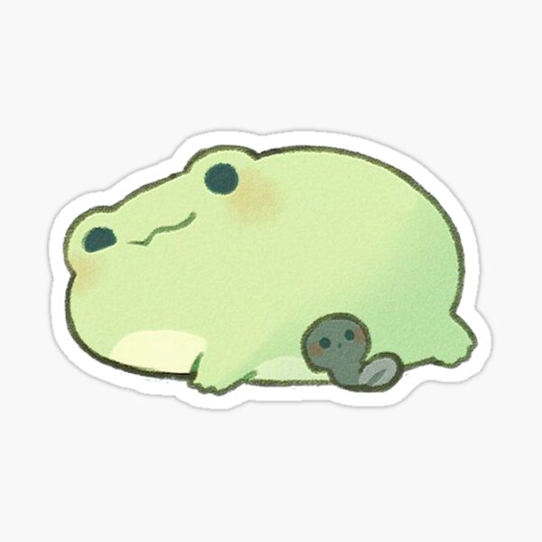 "Cute Green frog with Tadpole" Sticker by zoecrossett | Redbubble