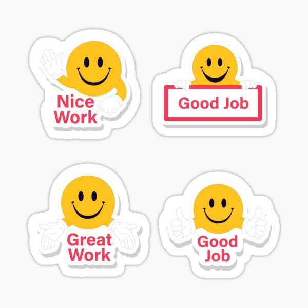 "nice work, good job, great work with smiley collection set" Sticker by ...