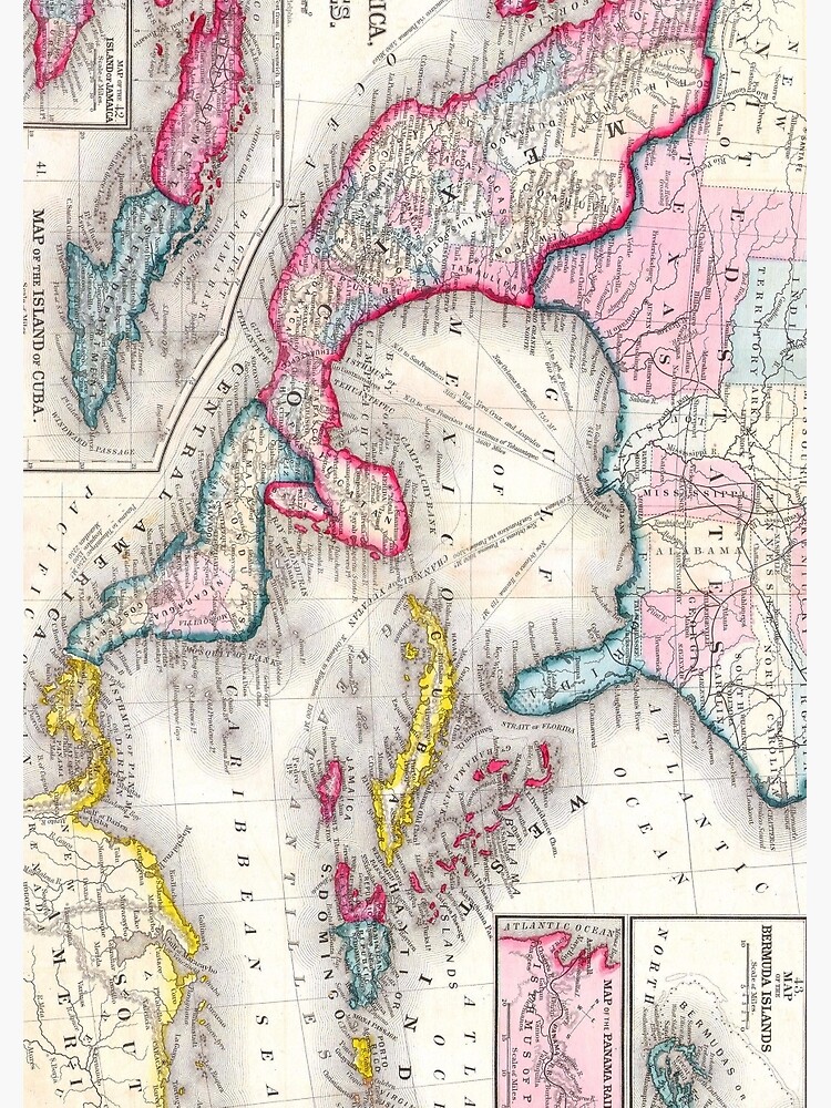 "Mexico, Central America and Caribbean Map (1860)" Spiral Notebook for ...