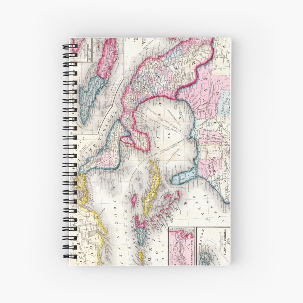 "Mexico, Central America and Caribbean Map (1860)" Spiral Notebook for ...