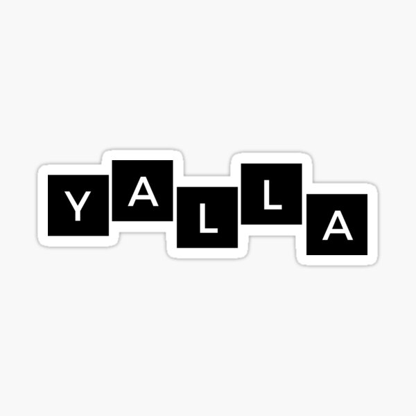 "yalla - black and white - in boxes" Sticker for Sale by habibitravels ...