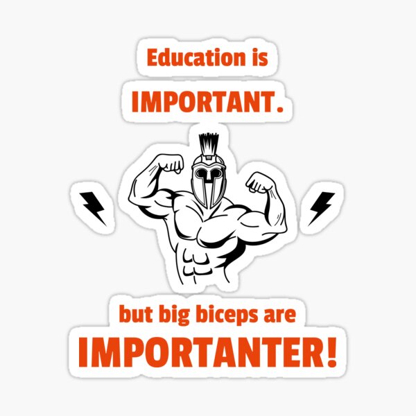 "Big biceps are importanter!" Sticker for Sale by schizophasie | Redbubble