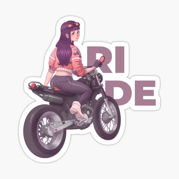 "Ride Anime Biker Girl" Sticker for Sale by Sierra-Charlie | Redbubble