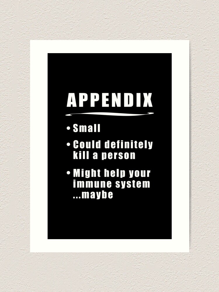 "Appendix Definition Bold Appendix Appendicitis" Art Print for Sale by ...