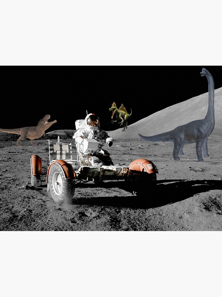 Dinosaurs on the Moon with Space Explorer Premium Matte Vertical Poster ...