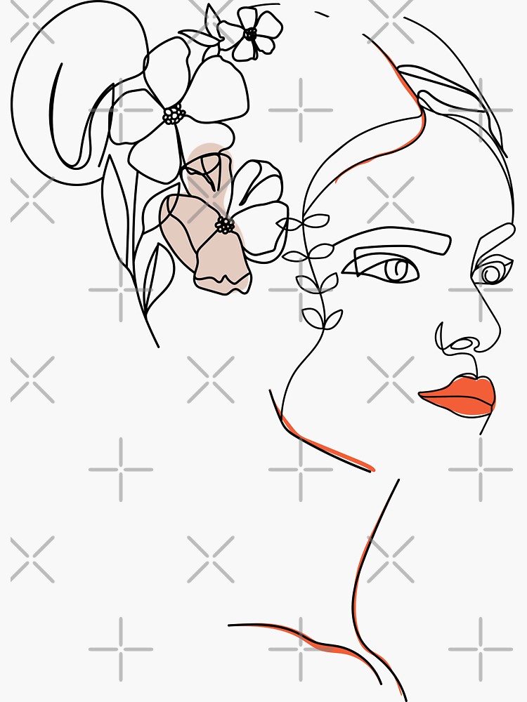 One Line Continuous Woman Face Continuous Line Pattern Trendy Hand