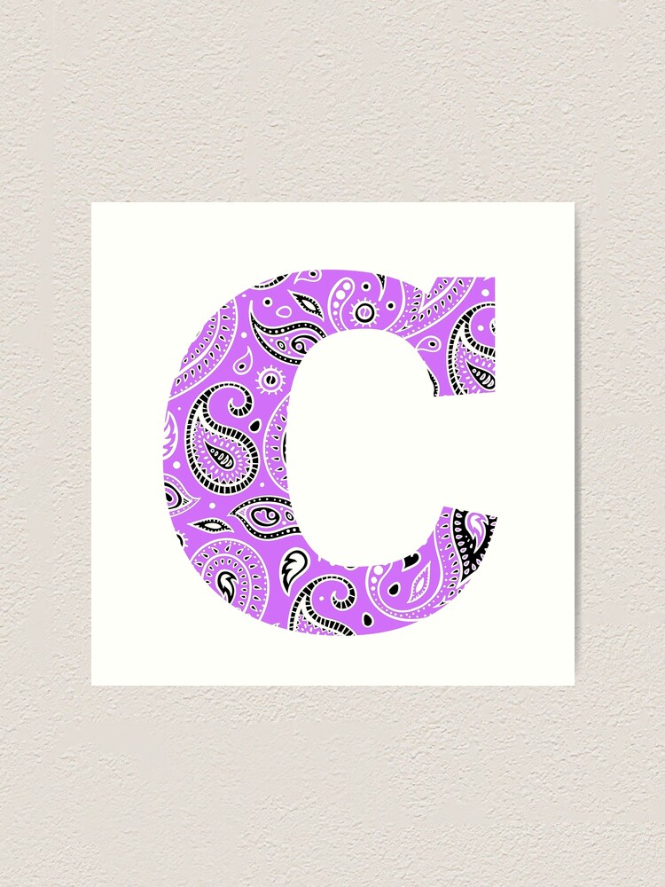 "Letter C Purple Bandana Paisley Monogram" Art Print for Sale by ...