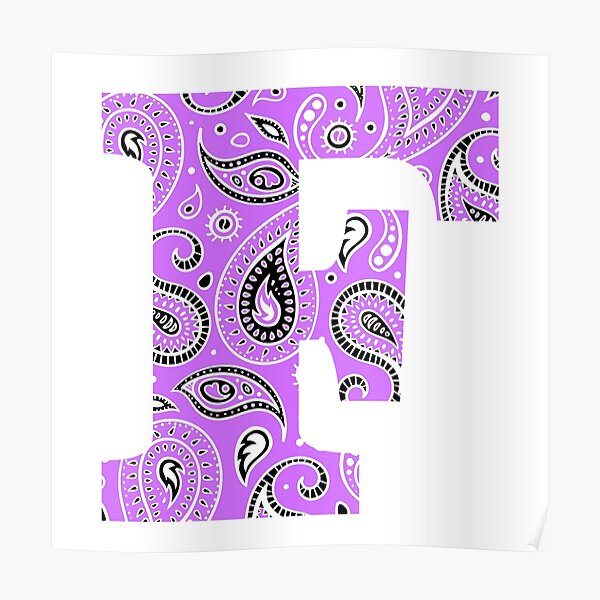 Póster «Letra F Morado Bandana Paisley Monogram» de SadieOnScience ...