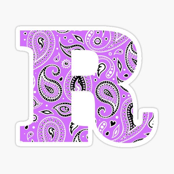 "Letter R Purple Bandana Paisley Monogram" Sticker for Sale by ...
