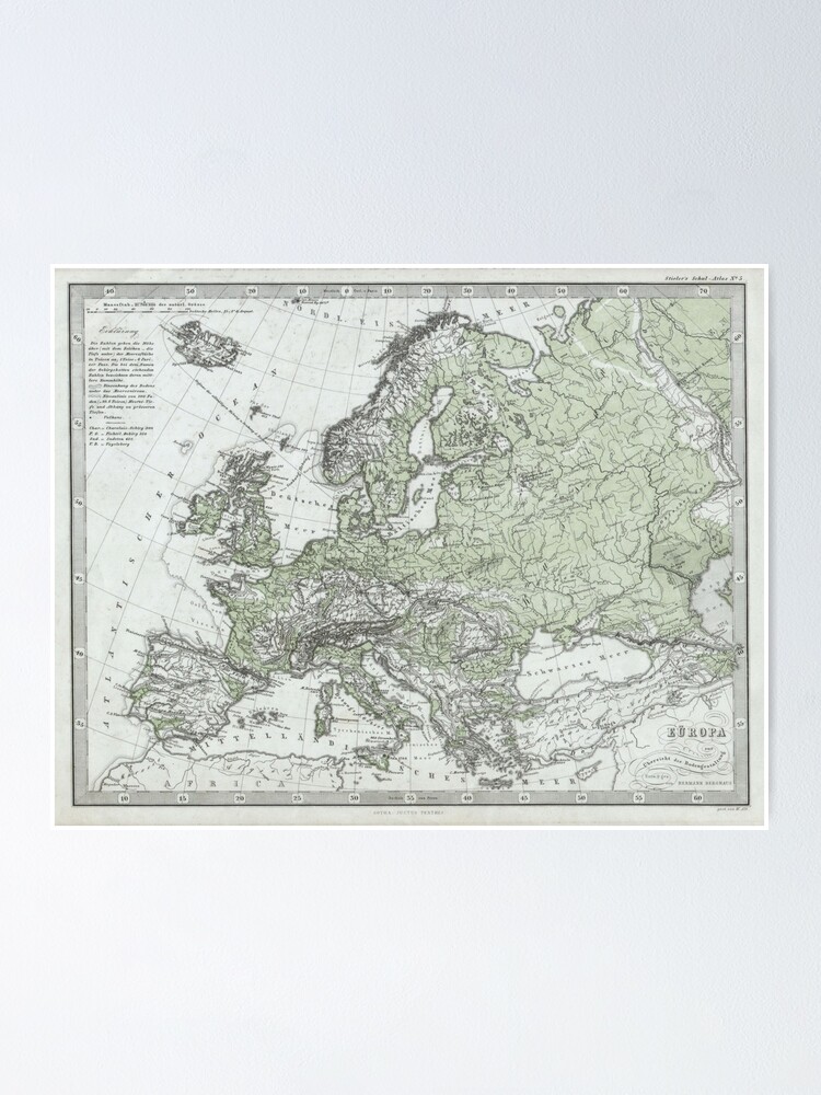"Vintage Map of Europe (1862)" Poster for Sale by BravuraMedia | Redbubble