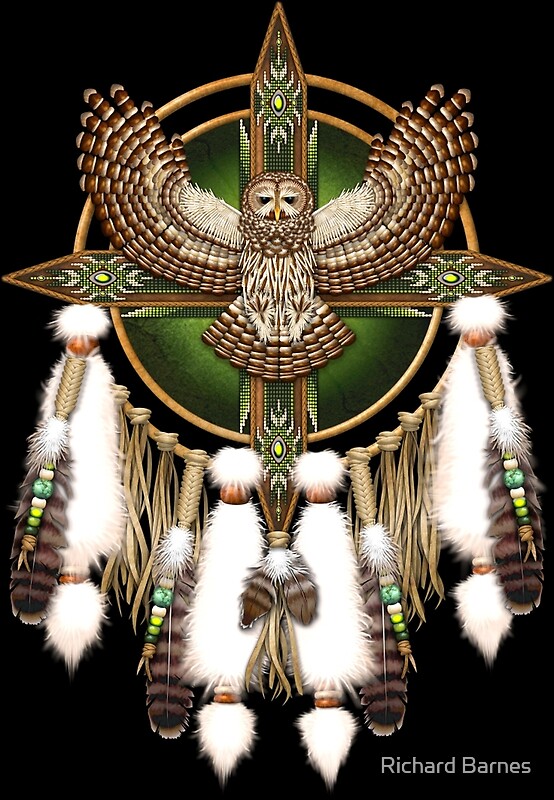 "Barred Owl Native American Mandala" by Ricky Barnes | Redbubble