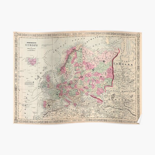 "Vintage Map of Europe (1864)" Poster by BravuraMedia | Redbubble