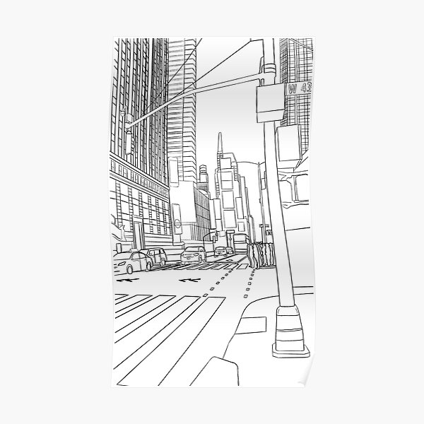 "Times Square Line Art" Poster for Sale by TayArtEDesign | Redbubble
