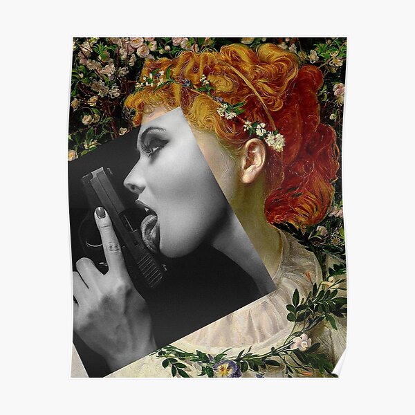 "Painting girl with a gun collage aesthetic" Poster by pravevrednosti ...