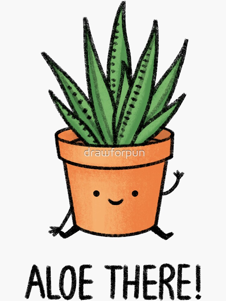 "Aloe There!" Sticker for Sale by drawforpun | Redbubble