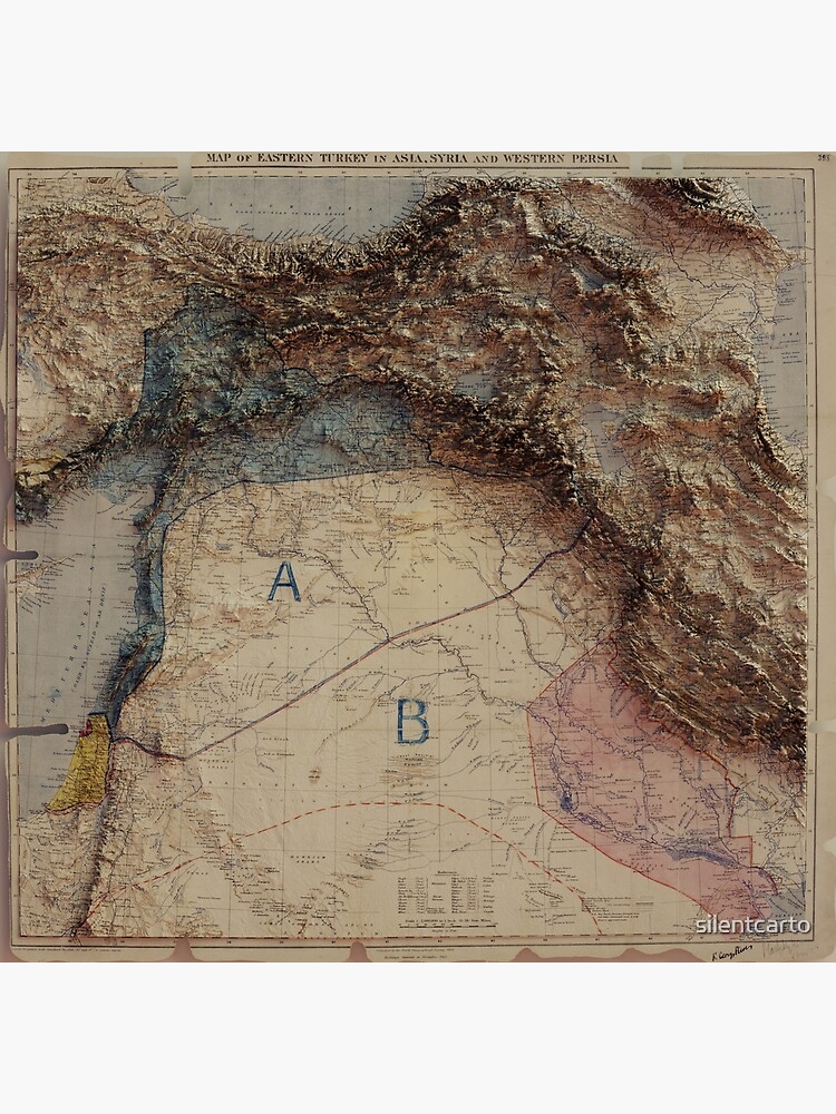 3D Projection Of The Sykes-Picot Map Of The Middle East Premium Matte ...