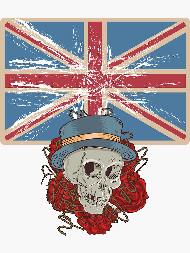 "Union Jack Skull Design" Sticker for Sale by BlackenedCrow | Redbubble