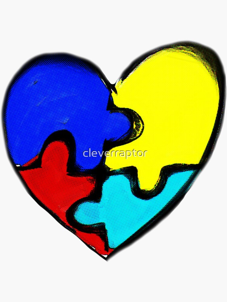 Pegatina «Corazón de conciencia de autismo» de cleverraptor | Redbubble